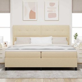 Postel s boxspringem s polštářem Krémová 200 x 200 cm textil 3341670