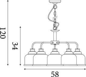 Searchlight 1685-5SS Závěsný lustr BISTRO SATIN, pětiramenný