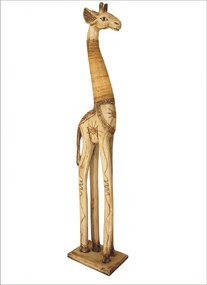 Axin Trading s.r.o. Dřevěná žirafa stojící,  textura, bílá, 120 cm