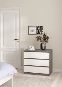 FALCO Komoda Simplicity 235 beton/bílý lesk