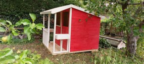 nejzahradnidomek.cz - Dětský dřevěný domek KARKULKA s terasou - Premium, barva natur, (1,6 × 1,85 m), DD_KAR2