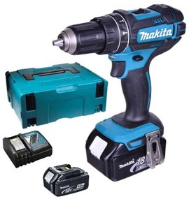 Makita Nářadí - 18V AKU vrtací šroubovák s příklepem, 2x aku 5,0 Ah LXT, nabíječka DHP482RTJ