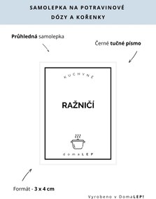 Samolepka na kořenky RAŽNIČÍ průhledná 3 × 4 cm tučné písmo