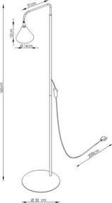 Černá ocelová stojací lampa s ohybatelnou konstrukcí (výška 165 cm) Zylo – Sollux