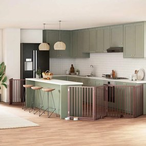 Zábrana pro psy s dvířky skládací 12 panelů hnědá 960 cm topol 3155584