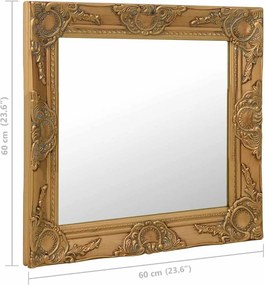 Nástěnné zrcadlo barokní styl 60 x 60 cm zlaté 320333