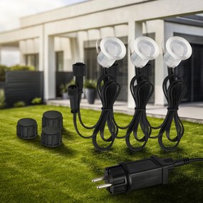 BRI 3912032 CONNECT TO SHINE startovací sada Kebony 3ks LED zapuštěných svítidel do země pr.30mm, IP67 - BRILONER