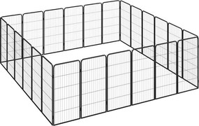24panelová ohrádka pro psy černá 50 x 100 cm práškovaná ocel 3115962
