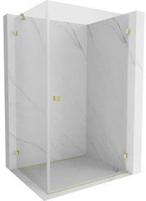 Mexen Lunar-B, pravostranný výklopný sprchový kout 85 x 80 cm, 8mm čiré sklo, zlatý kartáčovaný - 832-085-080-55-00-P