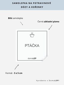 Samolepka na kořenky PTÁČKY bílá 5 × 5 cm základní písmo