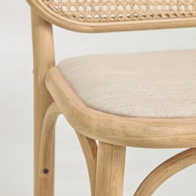 Barová židle z dubového dřeva v přírodní barvě (výška sedáku 65 cm) Doriane – Kave Home