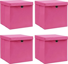 vidaXL Úložné boxy s víky 4 ks modré 32 x 32 x 32 cm textil [288346] Barva: růžová bez vík