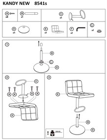 Kondela Barová židle, ekokůže šedá / chrom, KANDY NEW