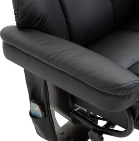 HOMCOM Relaxační křeslo s masážní funkcí a podnožkou Masážní křeslo s funkcí polohování, imitace kůže, černé