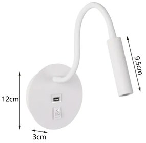 Brilagi - LED Flexibilní nástěnná lampa s USB portem MAYA LED/3W/230V bílá