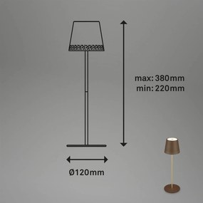 LED stolní lampa Kiki s baterií 3000K, hnědá/zlatá