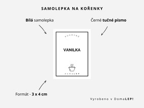 VANILKA - Samolepka na kořenky 3 x 4 cm - DomaLEP varianta: BÍLÁ - tučné písmo