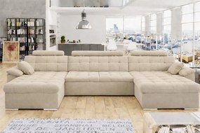 Rozkládací rohová sedačka MIA U II 378x170 se záhlavníky krémová