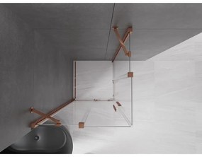 Mexen Velar Duo, sprchový kout s posuvnými dveřmi 100(dveře) x 100(dveře) cm, 8mm čiré sklo, růžové zlato profil, 871-100-100-02-60
