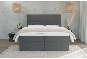 Šedá boxspring postel s úložným prostorem 140x200 cm Lola – Ropez