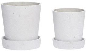 Betonový obal na květináč s miskou Grey Menší, šedá barva, beton 14cmx16cm