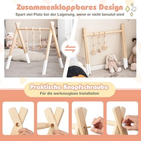 Costway Baby Play Arch Dřevěná hrací hrazda Skládací dětská tělocvična