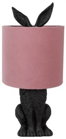 Černá stolní lampa králík s růžovým stínidlem Konijn – 20x43 cm