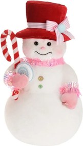 Sladký sněhulák s červenou čepicí 39 cm