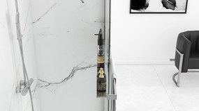 Rea Aero N, sprchová zástěna typu Walk-In 90cm, 8mm čiré sklo, chromový profil + polička a věšák EVO, KPL-K0553