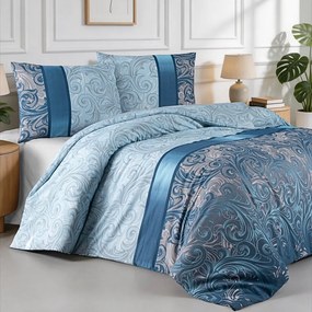 Bavlněné povlečení Charlote modrá TiaHome - 1x Polštář 90x70cm, 1x Přikrývka 140x220cm