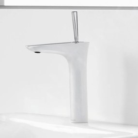 Hansgrohe PuraVida, páková umyvadlová baterie 200 s odtokovou soupravou Push-Open, bílá/chromová, 15081400