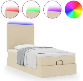 Osmanská postel s matrací &amp; LEDs krémová 90x200 cm látka 3313897