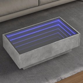Konferenční stolek s LED betonově šedý 90 x 50 x 30 cm kompozit