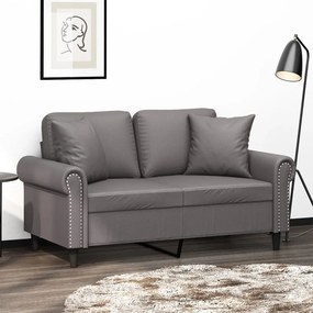 2místná pohovka s polštáři šedá 120 cm umělá kůže 3200927