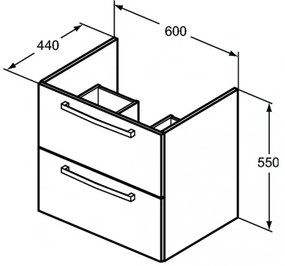 Ideal Standard Tempo - SET umyvadlo 60cm + skříňka, 2 zásuvky, Lávová šedá K2979LG