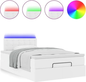 Osmanský postel s matracemi&amp;LED čistě bílý 120x190cm umělá kůže 3312143