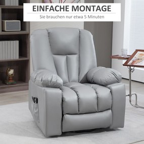 Elektrické TV křeslo HOMCOM, s 8 masážními body, s možností náklonu 135°, s pružinovým jádrem, dálkové ovládání, 94 cm x 96 cm x 106 cm, tmavě šedé| …