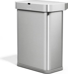 Bezdotykový ocelový odpadkový koš ve stříbrné barvě 58 l Sensor – simplehuman