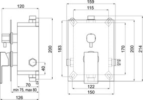 Novaservis Nobless EDGE Podomítková baterie s boxem 2 vývody, chrom, BOX36051R,0