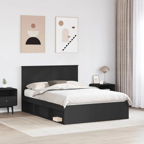 Rám postele s čelo Černá 160 x 200 cm Masivní borové dřevo 3409328