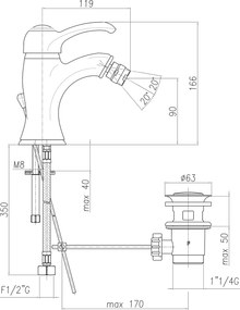 SAPHO KIRKÉ stojánková bidetová retro baterie s výpustí, chrom KI03C