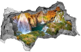 Wallmuralia Samolepící díra na stěnu Vodopád podzim 95x73 cm