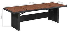 vidaXL Marketos Zahradní stůl 240x90x74 cm polyratan a masivní akáciové dřevo