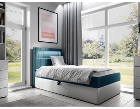 Kontinentální jednolůžková postel Junior Ribezo 1, Strana: levá, Rozměr postele: 100x200, Barva:: ekokoža Soft 017 (biała) + Fresh 17