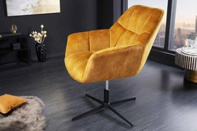 Designové otočné křeslo Vallerina hořčičný samet