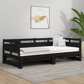 vidaXL Výsuvná postel masivní borovice 2x (90 x 200) cm [820312] Barva: Černá