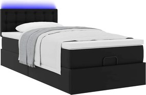 Osmanský rám postele s matrací černý 80x200cm umělá kůže 3312122