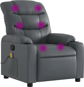 Masážní polohovací křeslo šedé, umělá kůže 3206905