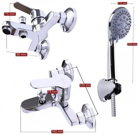 Erga Astat, nástěnná vanová baterie s ruční sprchovou soupravou, chromová, ERG-YKA-BW.ASTAT-W-CHR