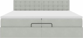 Osmanský rám postele s matrací světle šedá 200x200 cm samet 3311939
